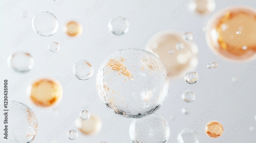 Macro photography of floating bubbles and dynamic molecules in the air ...