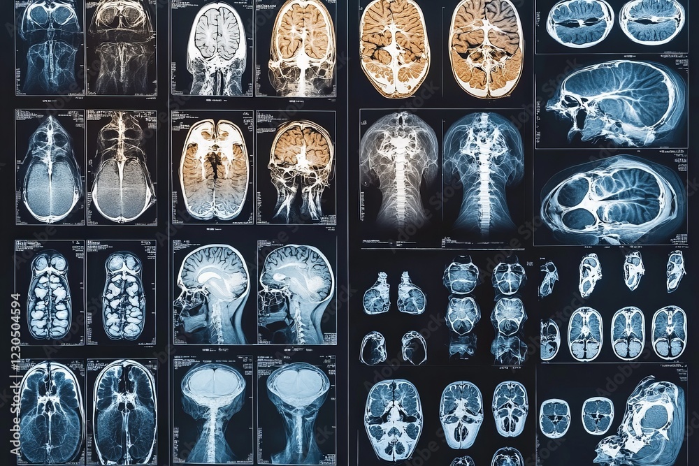 Detailed collection of medical imaging showing brain scans and other ...