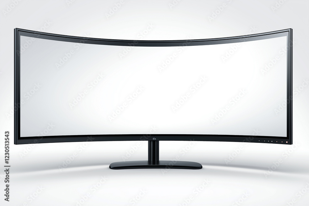 Blank screen Curved blank widescreen monitor with a sleek black frame ...