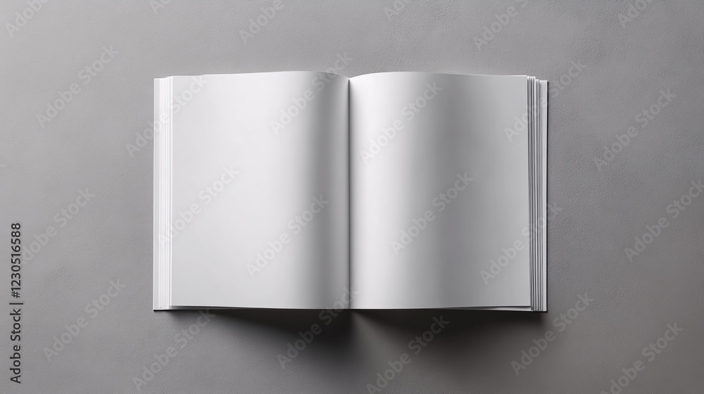 Open and closed blank brochures on a grey background, ready for mock-up ...