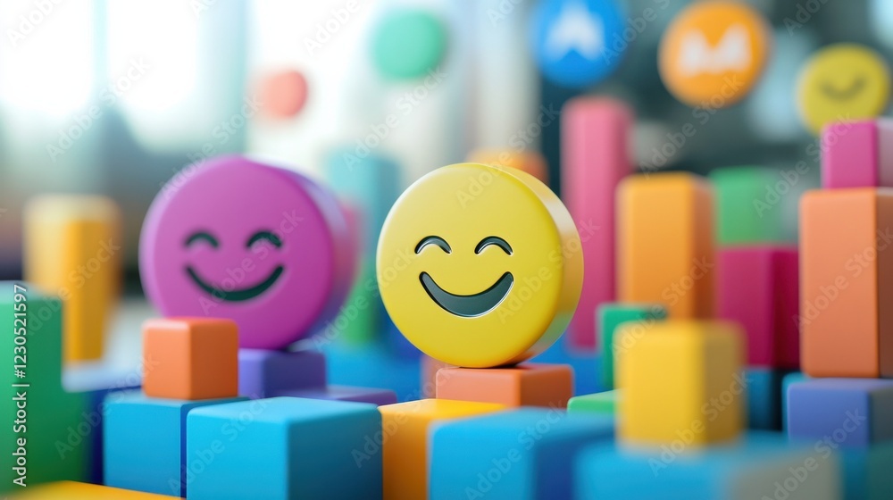 Emotive faces, colorful charts for consumer sentiment analysis in 3D ...