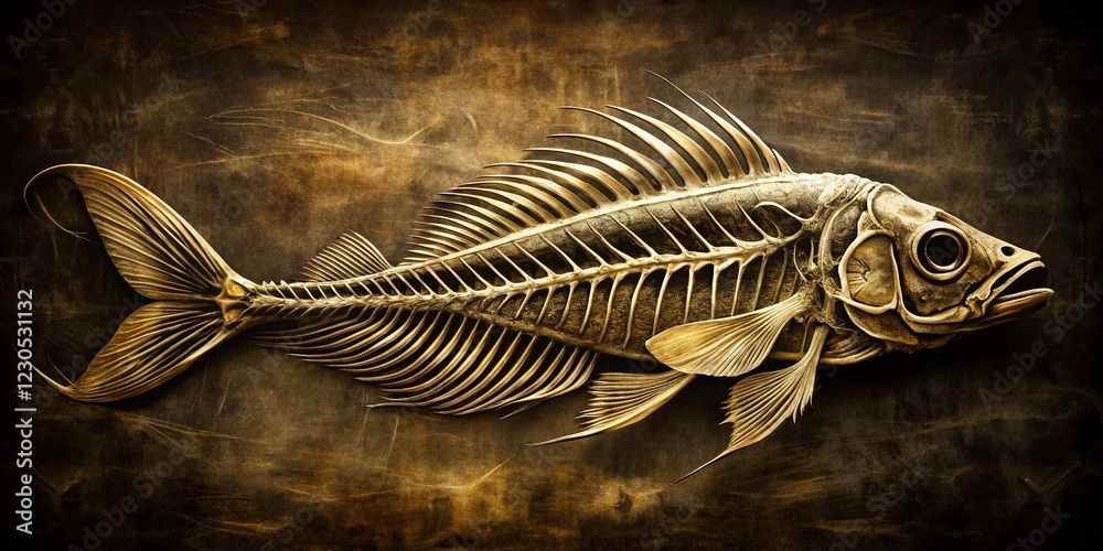 Vintage X-Ray: Fish Vertebral Column & Skeletal Structure Detail Stock ...