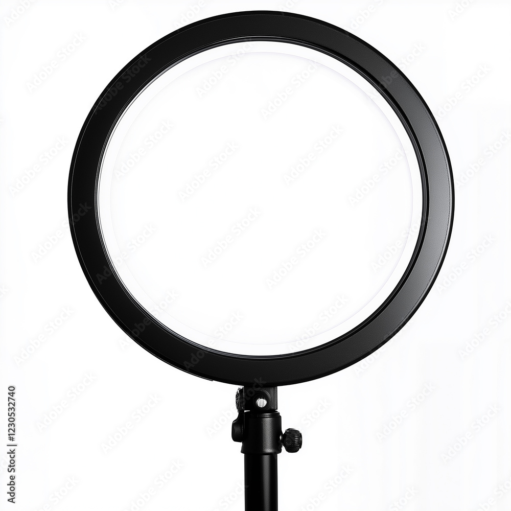 Professional LED ring light on a white background, modern photography ...