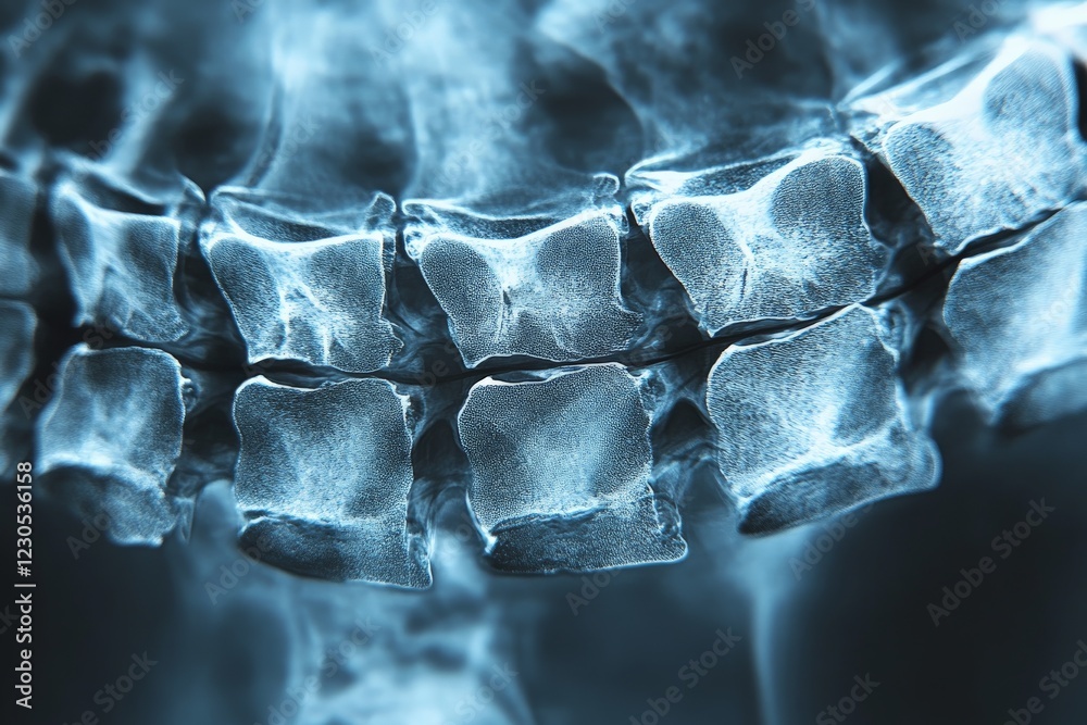 X-ray image showing a detailed view of human vertebrae highlighting ...