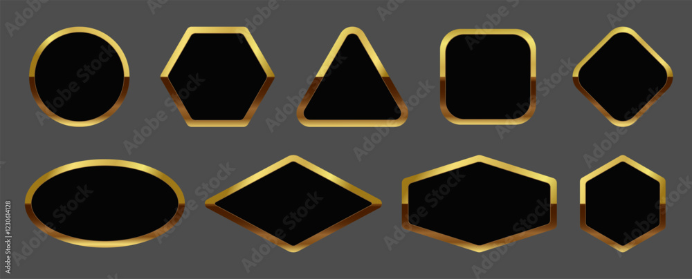 Set of vip gold medals, template, label, badge, award. Empty round ...