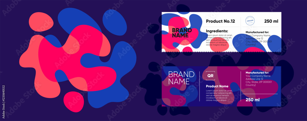 Abstract and colorful packaging design with bold fluid forms and ...