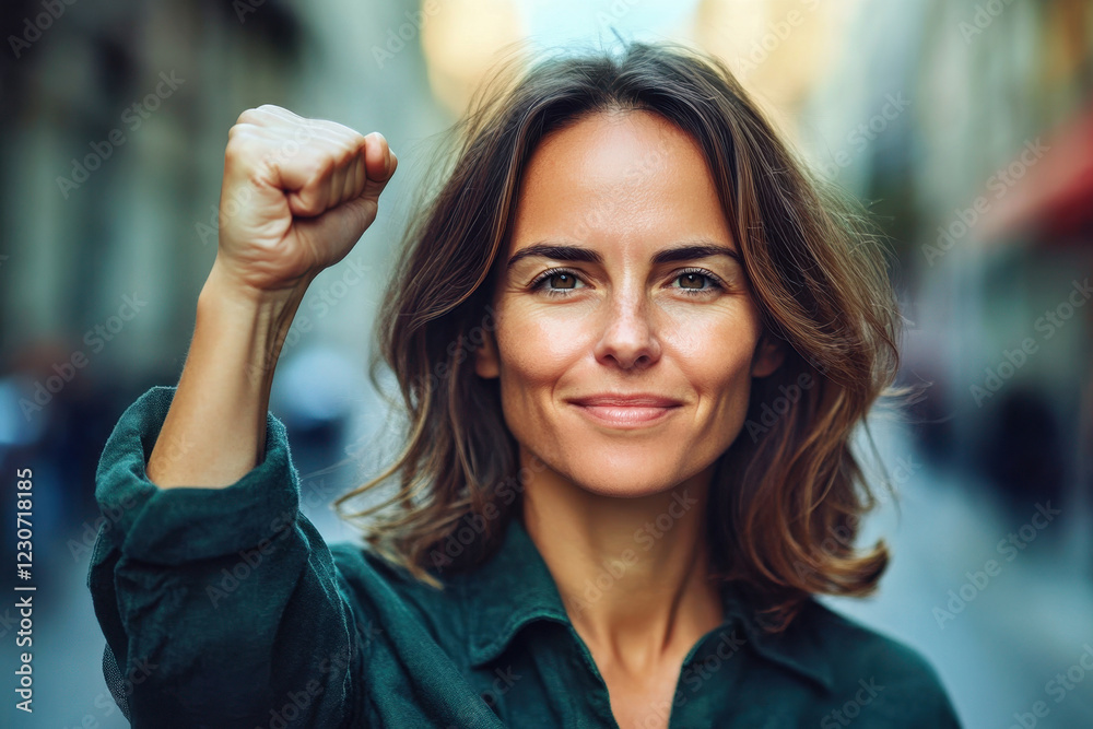 International Women's Day 2025: Accelerate Action. Woman hand gesture ...
