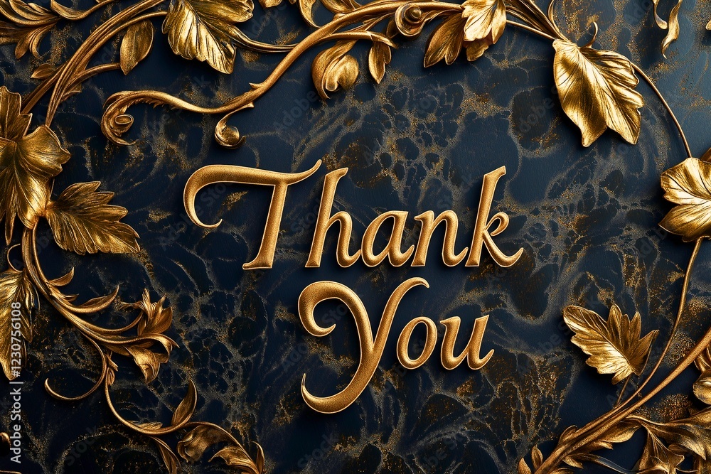 Thank You card design with the leaves have a deep, rich gold color. The ...
