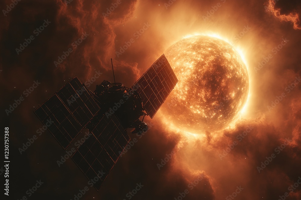 Exploring the solar system satellite observes fiery sun outer space ...