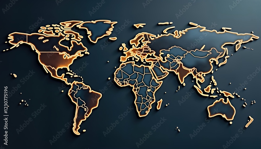 World map graphic illustration. Detailed representation of global ...