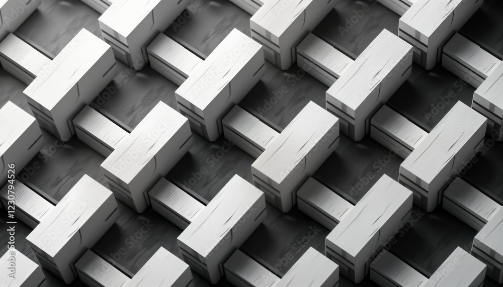 Geometric monochrome pattern creates optical illusion. Abstract shapes ...