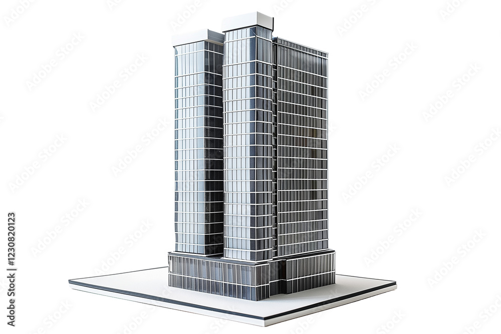 High-rise Office Building Model Architectural Element Isolated on White ...