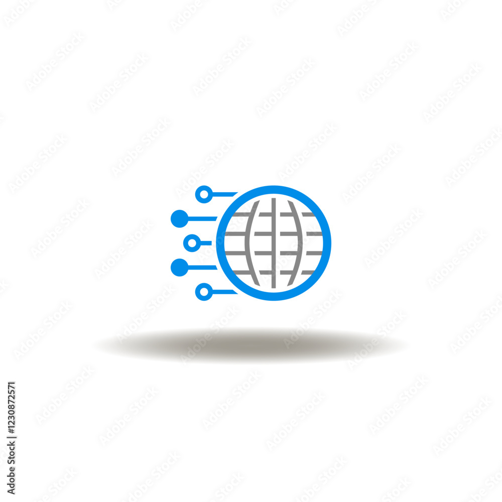 Vector illustration of earth globe with circuit pattern. Icon of ...