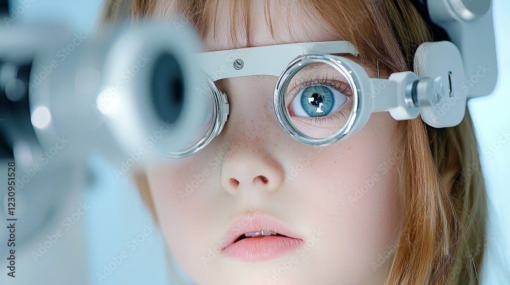 Eye Examination Process with Glasses on Young Girl during Vision Test ...