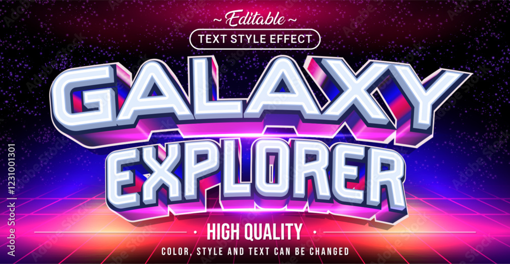 Editable text style effect - Galaxy Explorer text style theme. Stock Vector | Adobe Stock