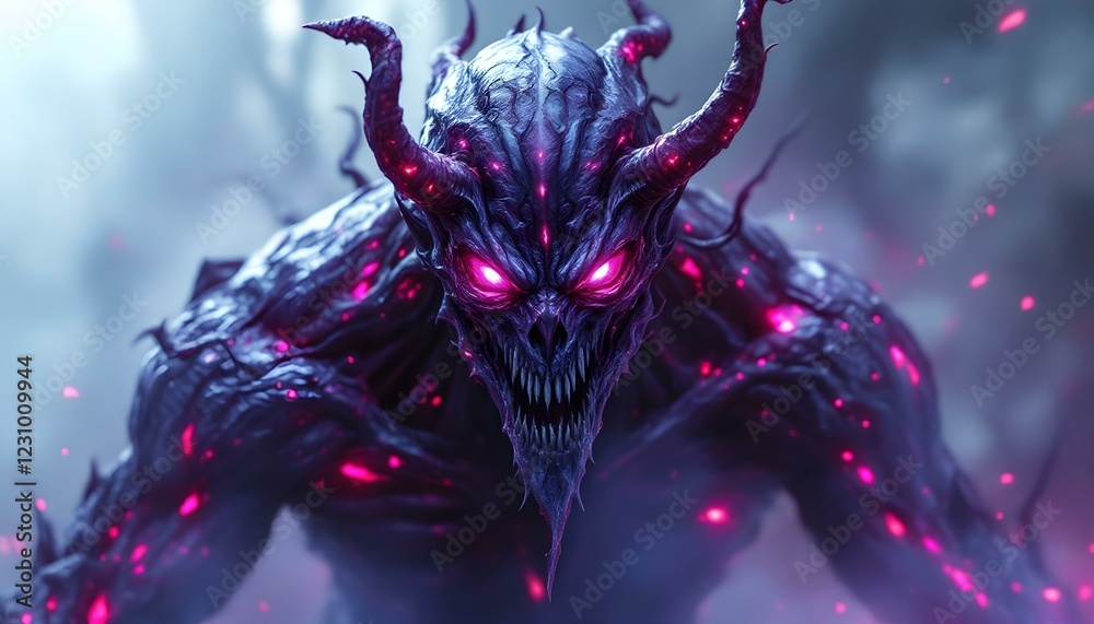 Infernal Horror: A terrifying demonic creature, rendered in vivid ... Infernal Horror: A terrifying demonic creature, rendered in vivid ...