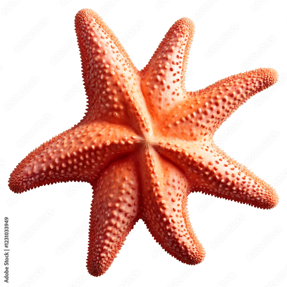 Five-armed realistic starfish with intricate textures and natural ...