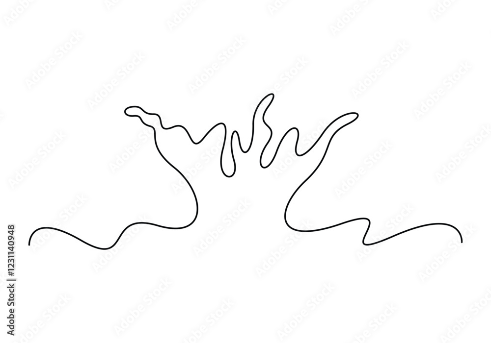 Water splash continuous single line drawing vector illustration Stock ...