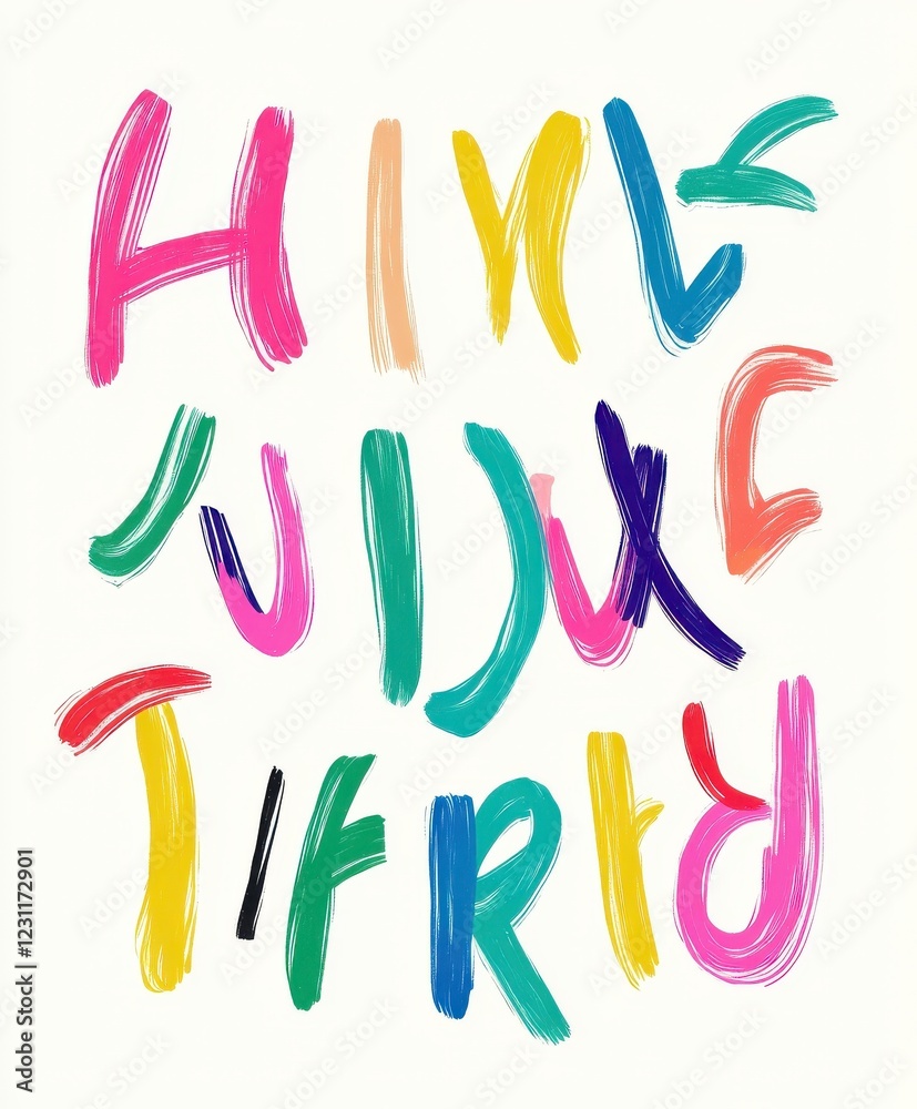 Playful, hand-lettered font set with vibrant strokes, perfect for ...