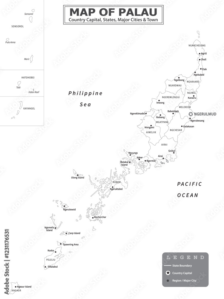 Australian Countries Geography Political map. Political map of country ...