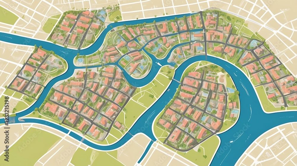 Vector map design for a real estate development project, showing ...