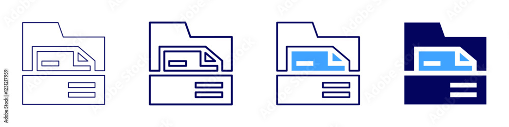 Document archiving icon in 4 different styles. Thin Line, Line, Bold ...