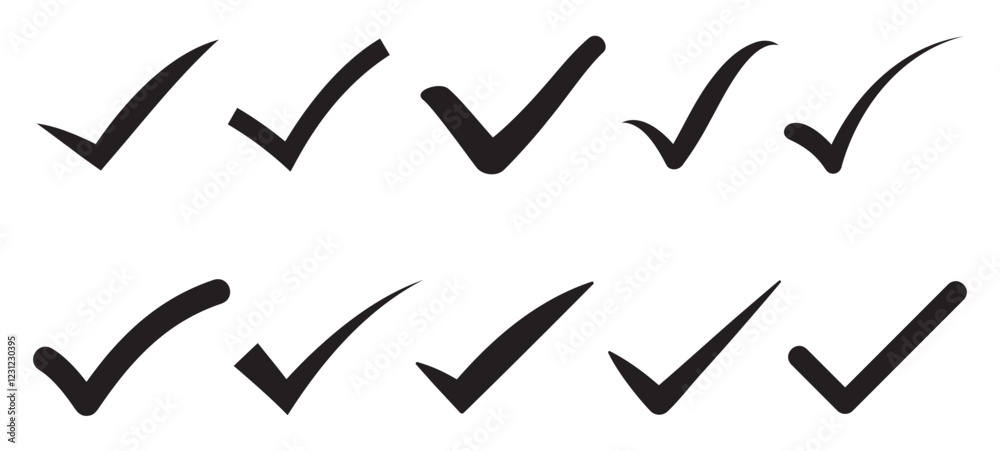 Vector de Stock Check mark icon set. Black color check mark symbol ...