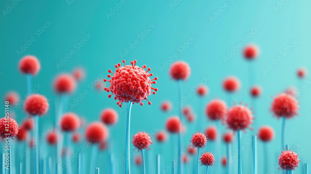 Cancer metastasis cells invading healthy tissue illustration medical ...