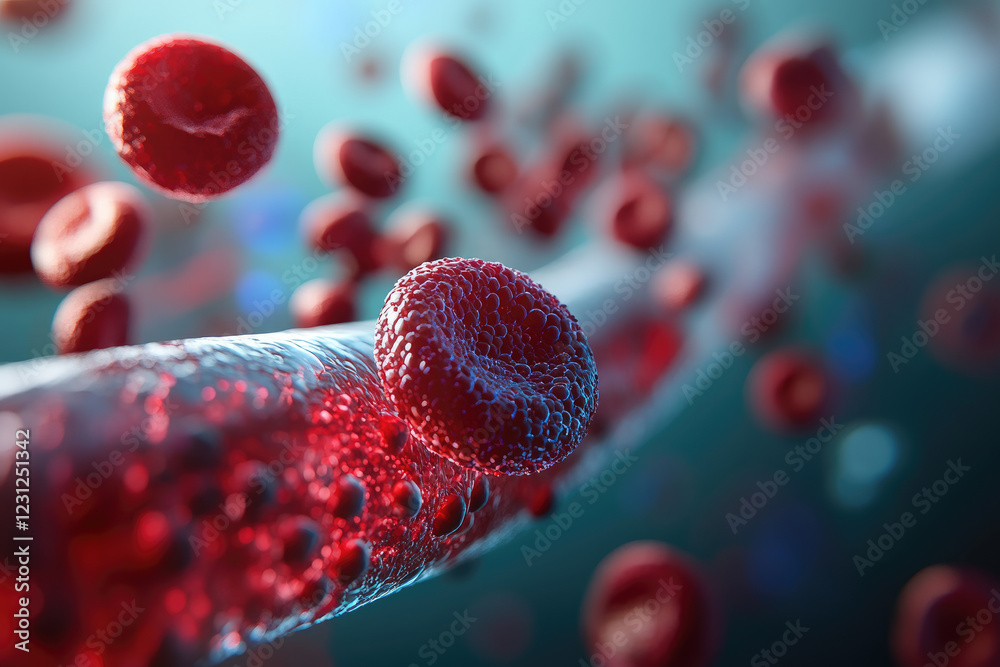 Illustrating cancer metastasis spreading cells through bloodstream in ...