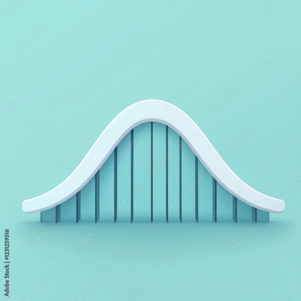 Minimalist 3D representation of a normal distribution curve with ...