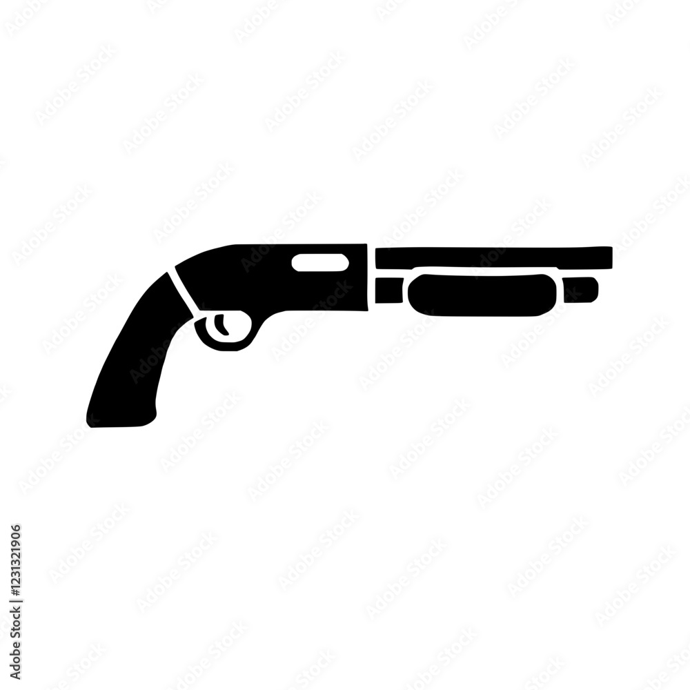 Shotgun Silhouette: A bold, black silhouette of a pump-action shotgun ...