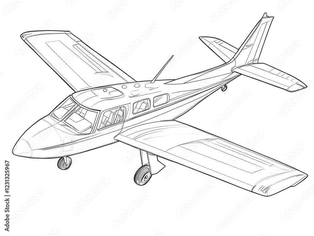 Stylized Outline Drawing of an Aircraft for Kids Coloring and ...