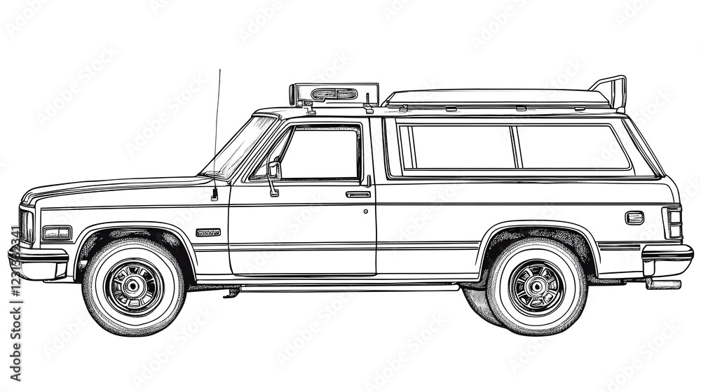 Blank Line Drawing of Family SUV Utility Vehicle for Kids Coloring ...