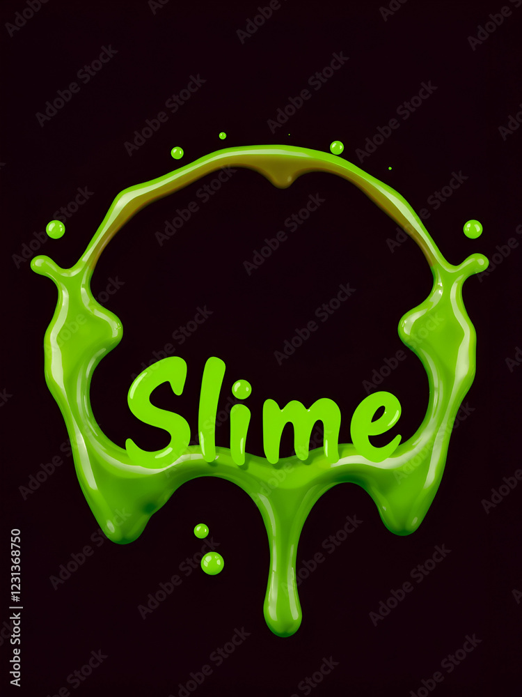 3D green slime background, glossy toxic goo banner, Halloween liquid ...