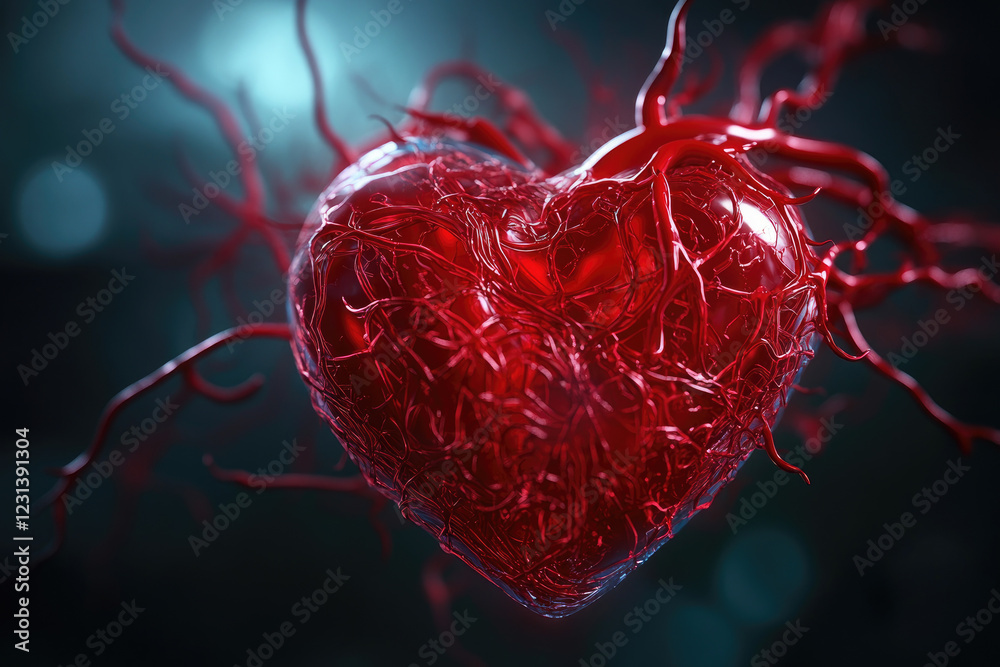 Visualizing heart health blood vessels forming a heart pattern medical ...