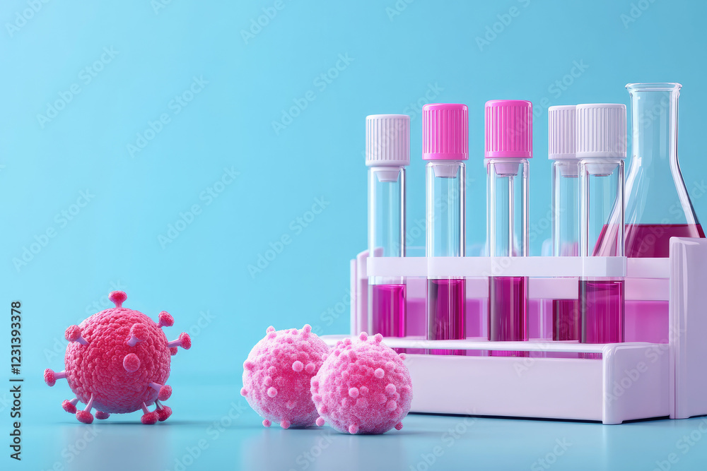 Conducting cancer research test tubes and cell cultures in a lab ...