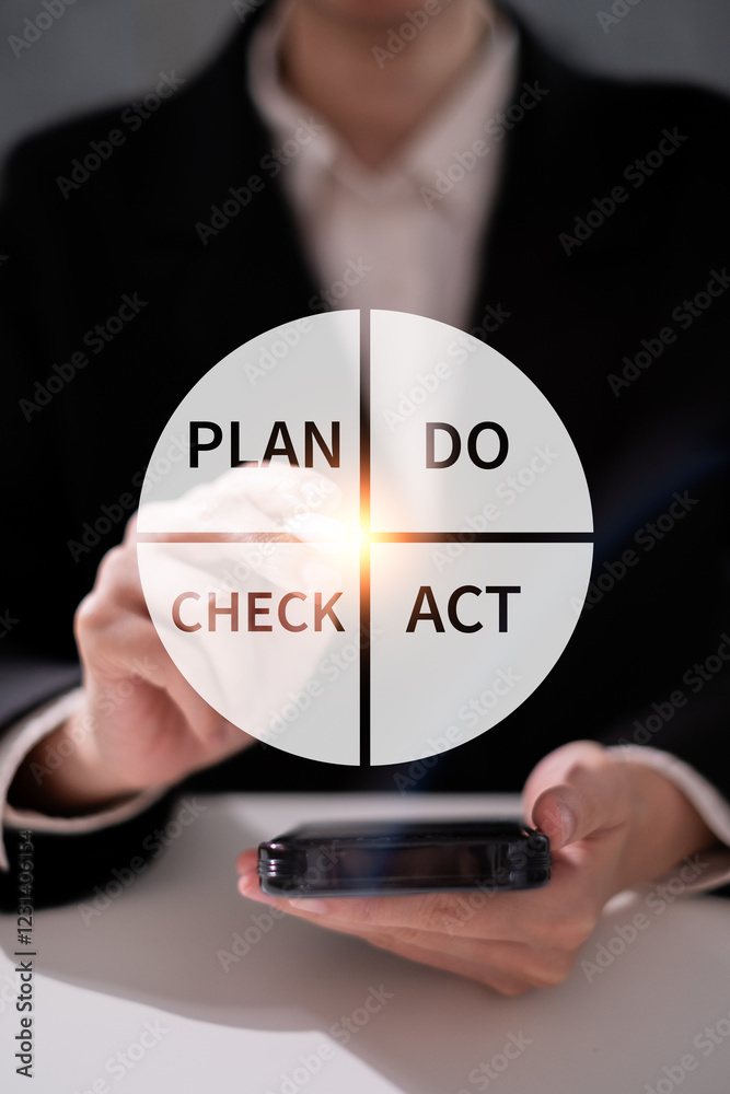 Foto de Stock PDCA Plan do check act cycle diagram flow model process ...