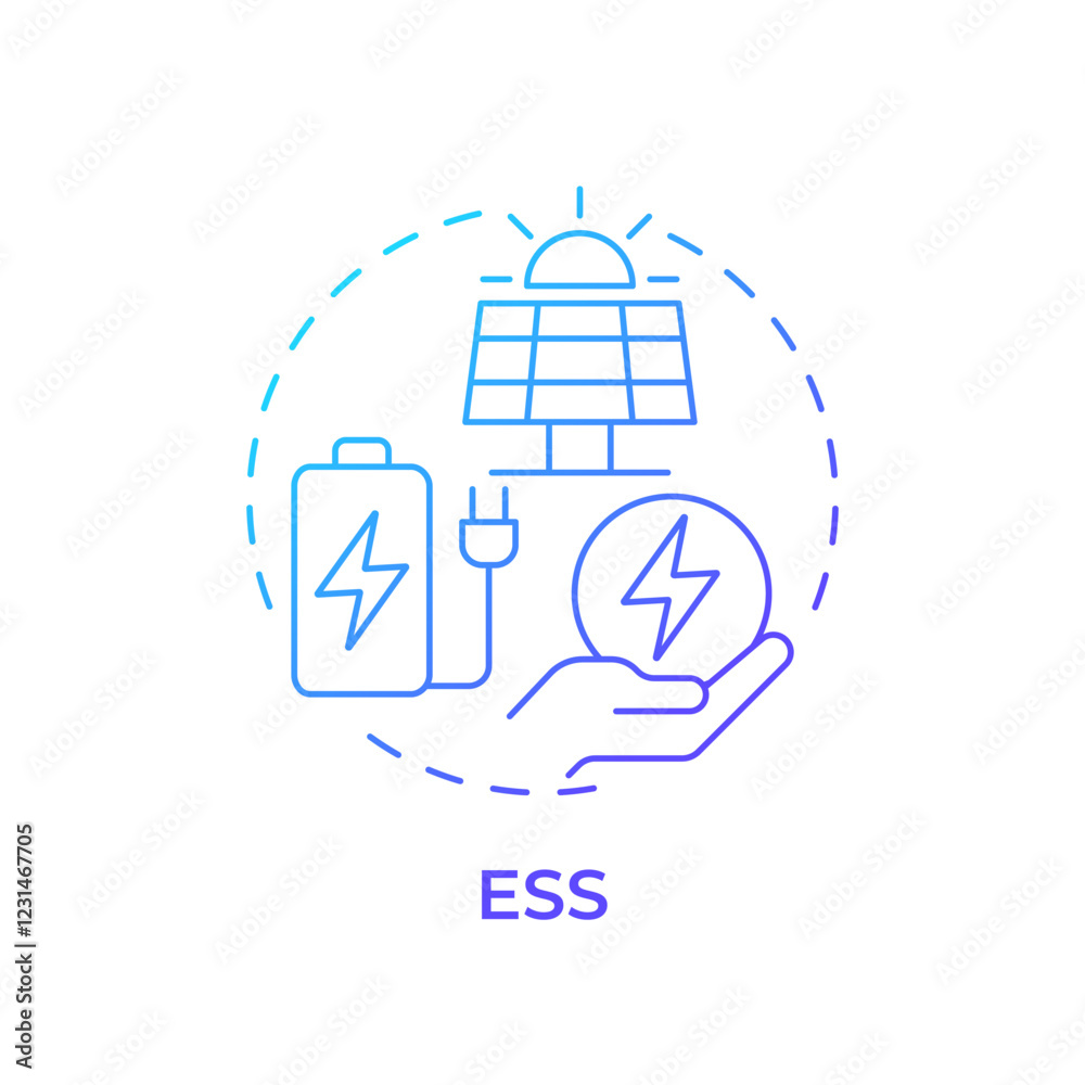 ESS blue gradient concept icon. Energy storage system, technology ...