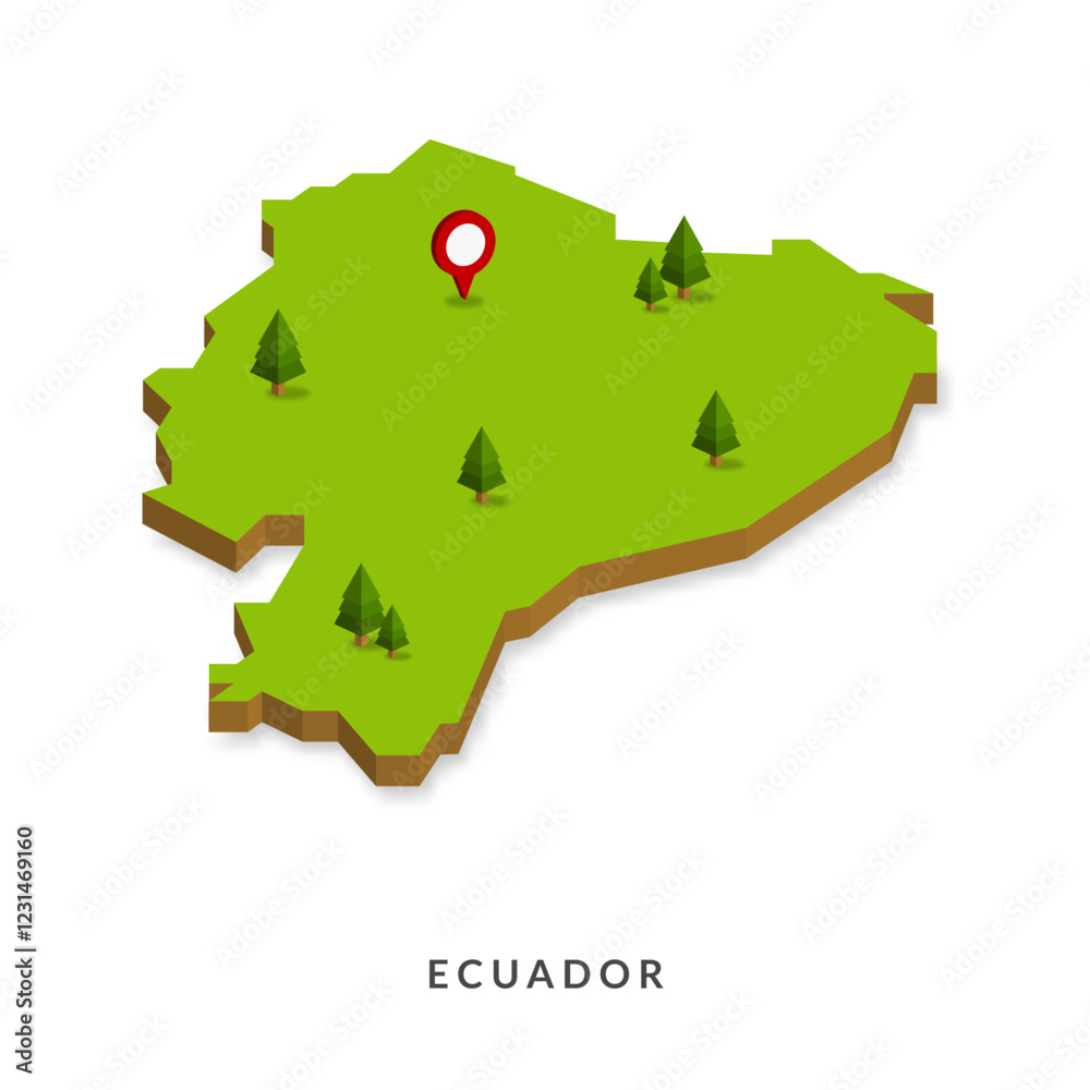 Isometric Map of Ecuador. Simple 3D Map. Vector Illustration - EPS 10 ...