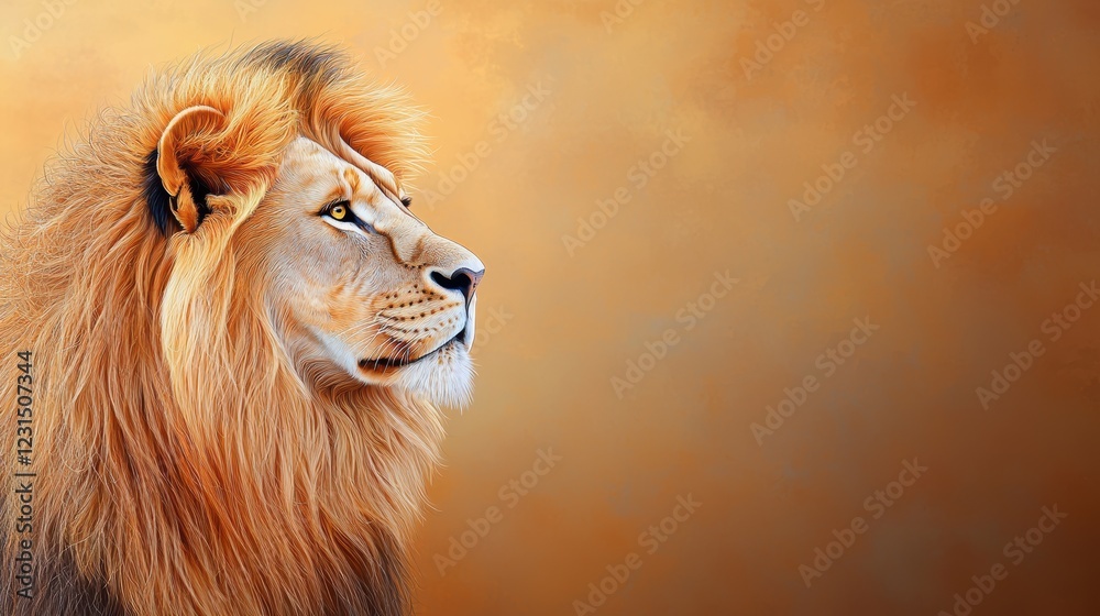lion Golden Mane Wind Male lion with golden mane blowing in the wind ...
