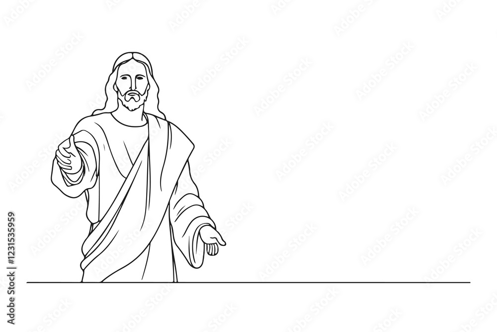 Jesus Christ Line Drawing. Jesus Christ Vector Outline Illustration ...
