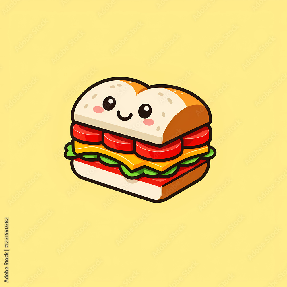 Small cartoon burger with cute smile and cheese / Hamburguesita ...