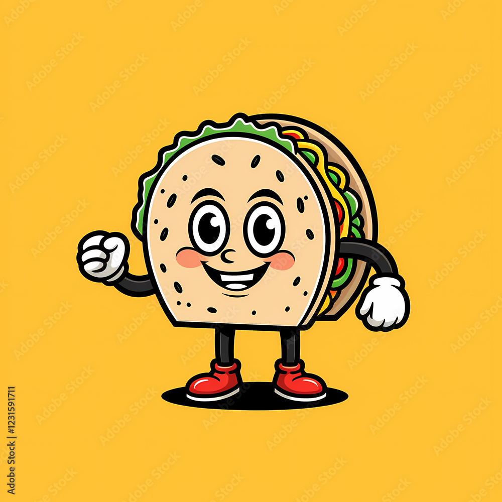 child with a smile taco character cartoon with hands standing icon logo ...