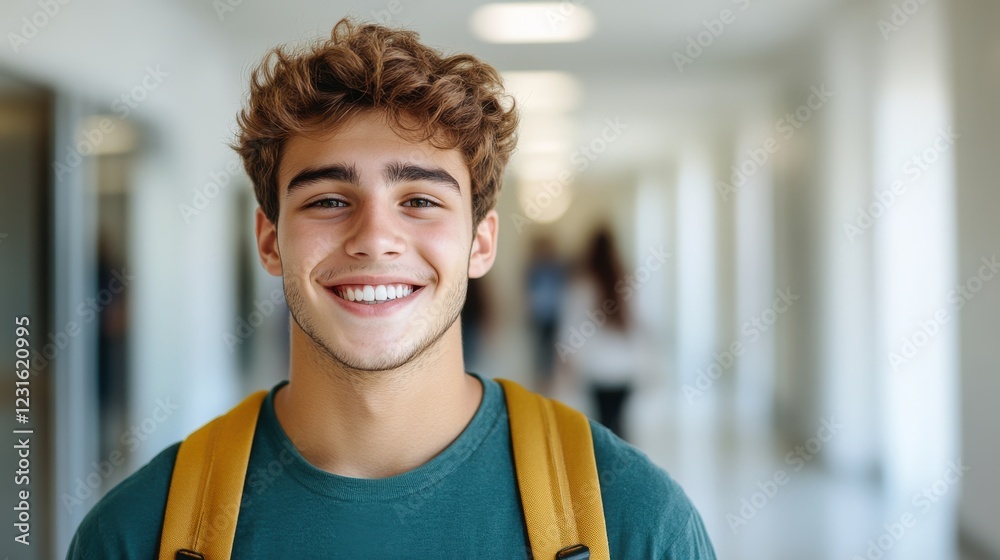 Smiling High School Student Holding Government-Issued ID Card in ...