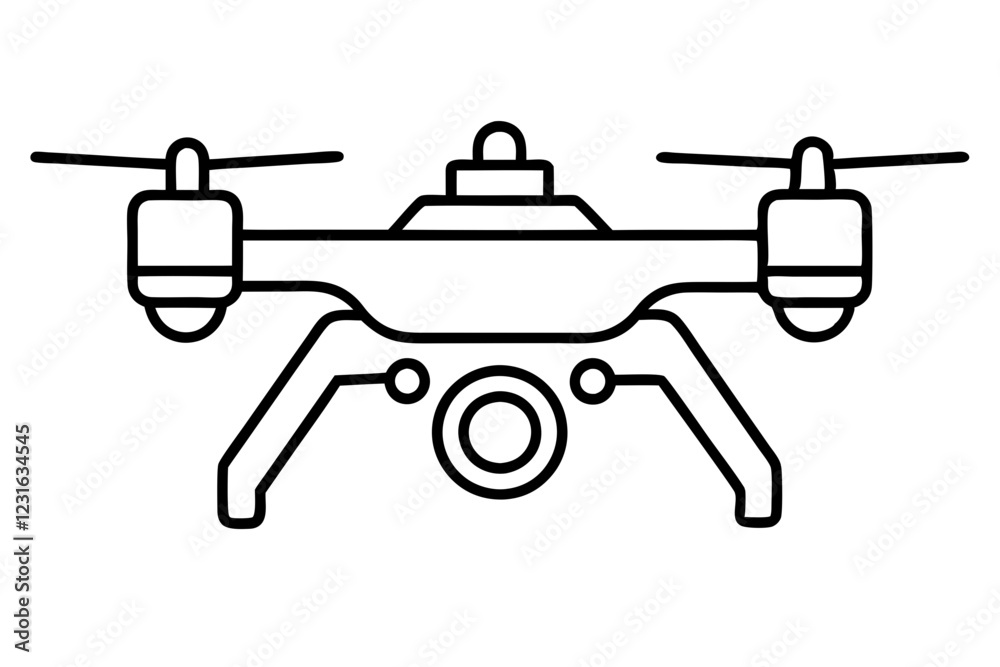 Drone line art vector, drone camera icon outline drawing vector ...