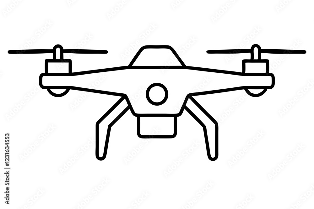 Drone line art vector, drone camera icon outline drawing vector ...