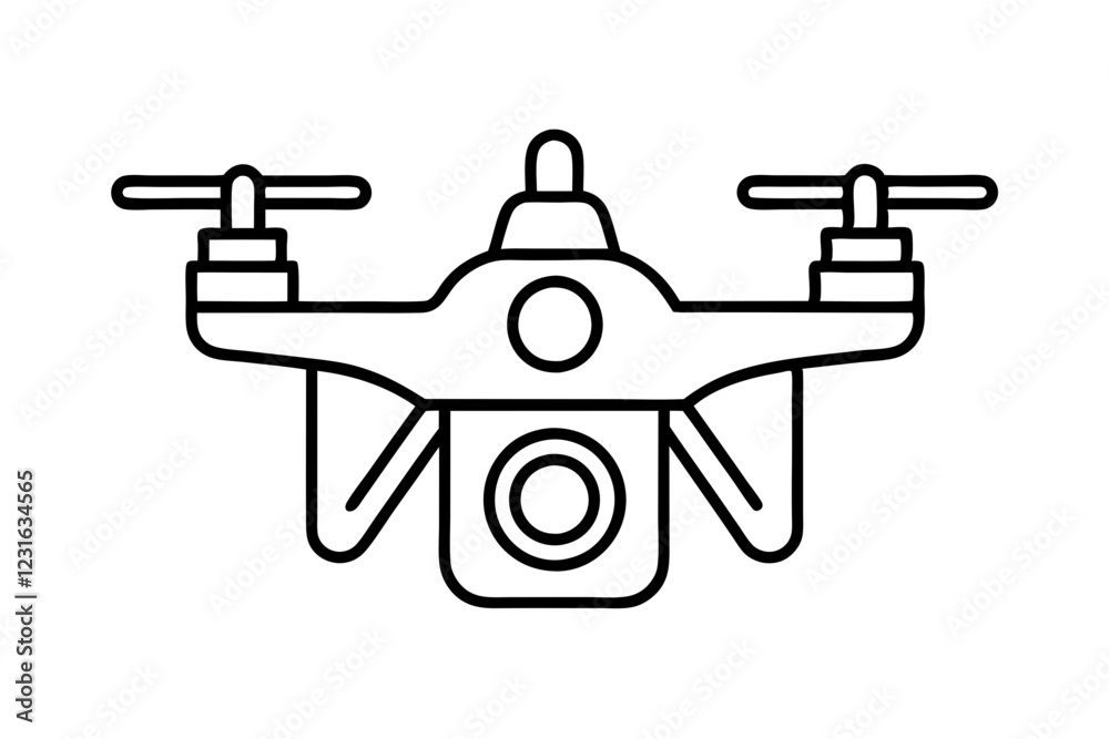 Drone line art vector, drone camera icon outline drawing vector ...