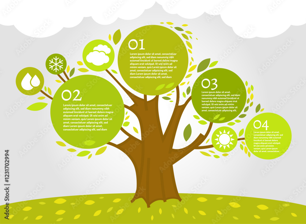 Beautiful bio infographics with a summer tree. Stock Vector | Adobe Stock