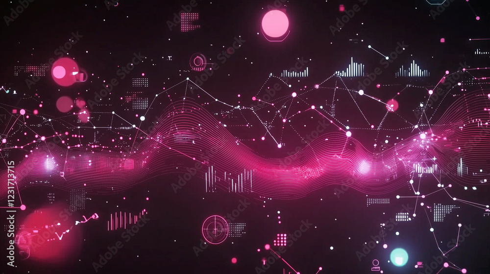 A dynamic animated visual displaying real-time data flow with ...