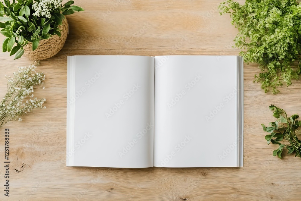 Interior mockup of an open book with design layout. Stock Photo | Adobe ...
